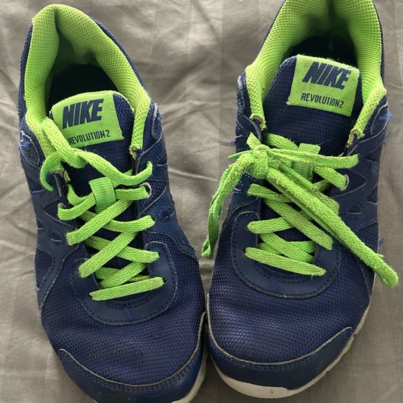 Nike | Shoes | Nike Boys 35y Tennis Shoes Royal Blue And Neon Green ...